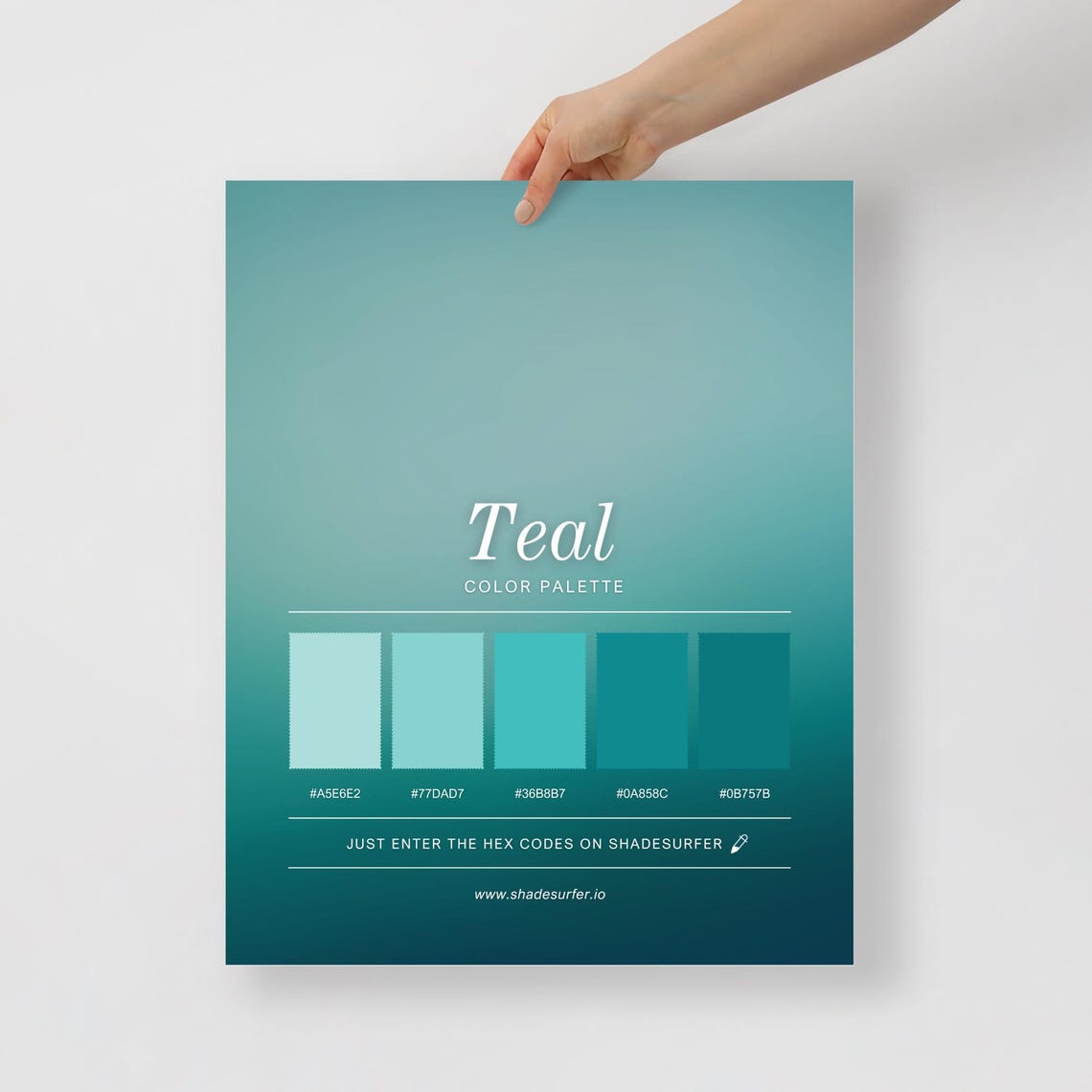 Teal Color Palette Poster, Hex Codes Design, Blue Art Print - Etsy