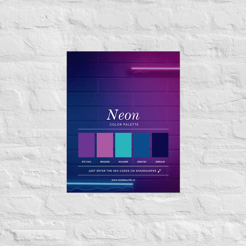 Neon Color Palette Print, Printable Wall Art, Instant Digital Download ...