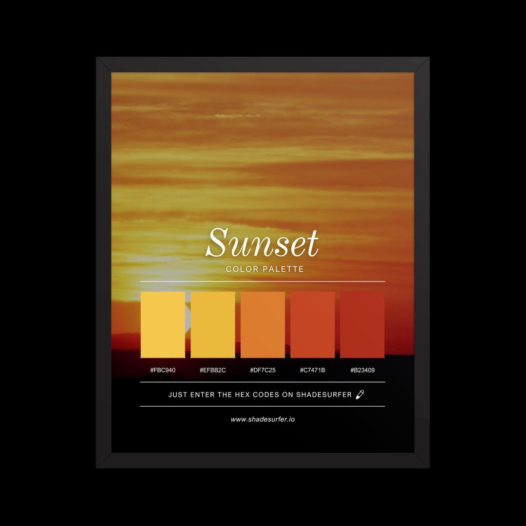Sunset Color Palette Print, Printable Wall Art, Instant Digital ...