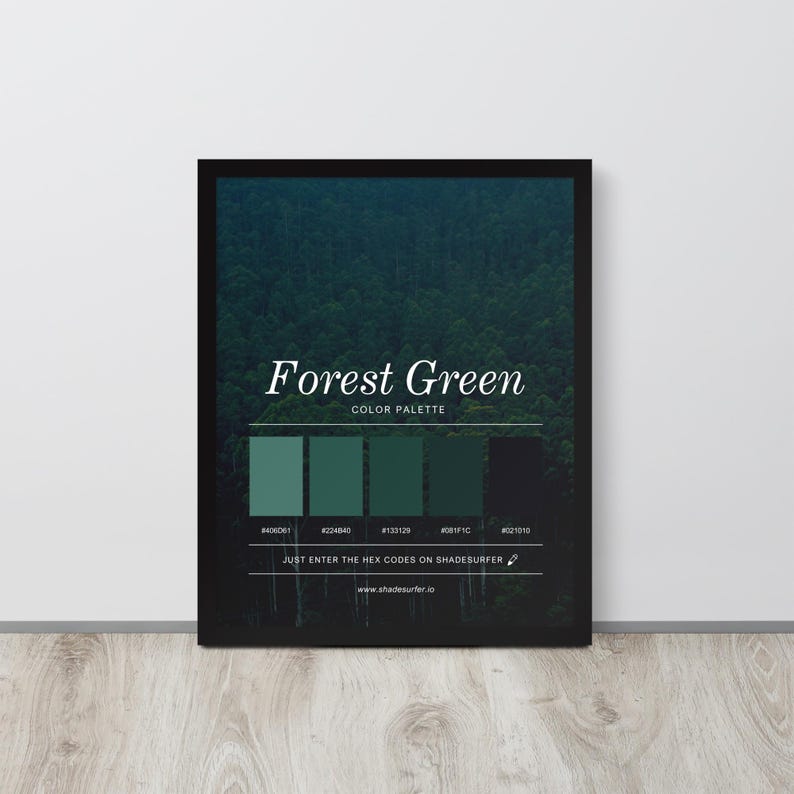 Forest Green Color Palette Print, Printable Wall Art, Instant Digital ...