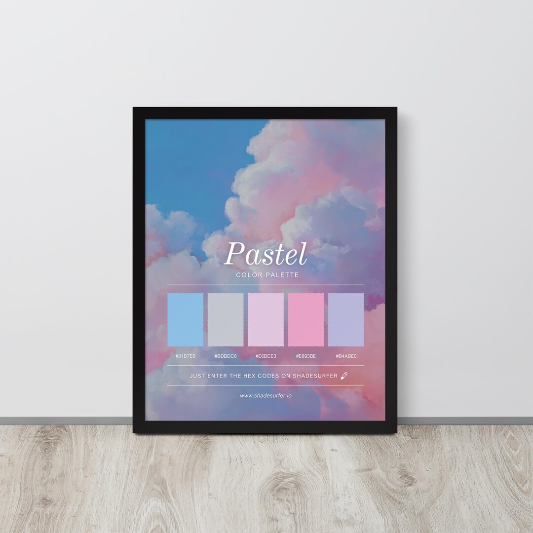 Pastel Color Palette Framed Print, Hex Codes Design (16" X 20") - Etsy