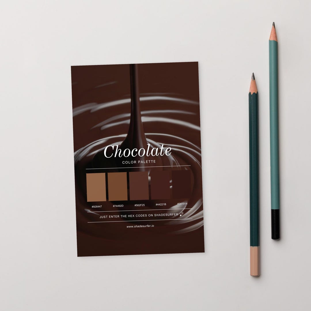 Chocolate Color Palette Postcard, Swatch Reference Card, Hex Codes ...