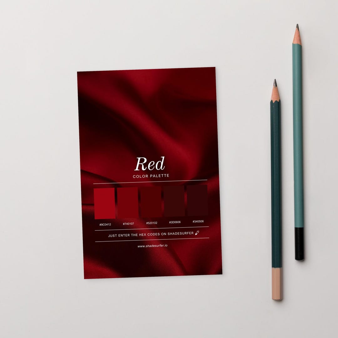 Red Color Palette Postcard, Swatch Reference Card, Hex Codes Design - Etsy