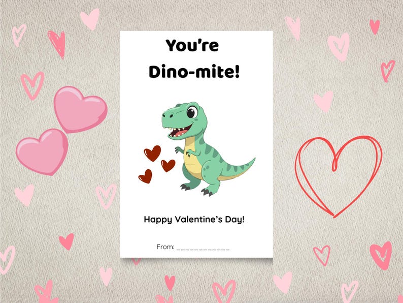 Dinosaur Valentines Printable | Dino Pun Valentines for Kids ...