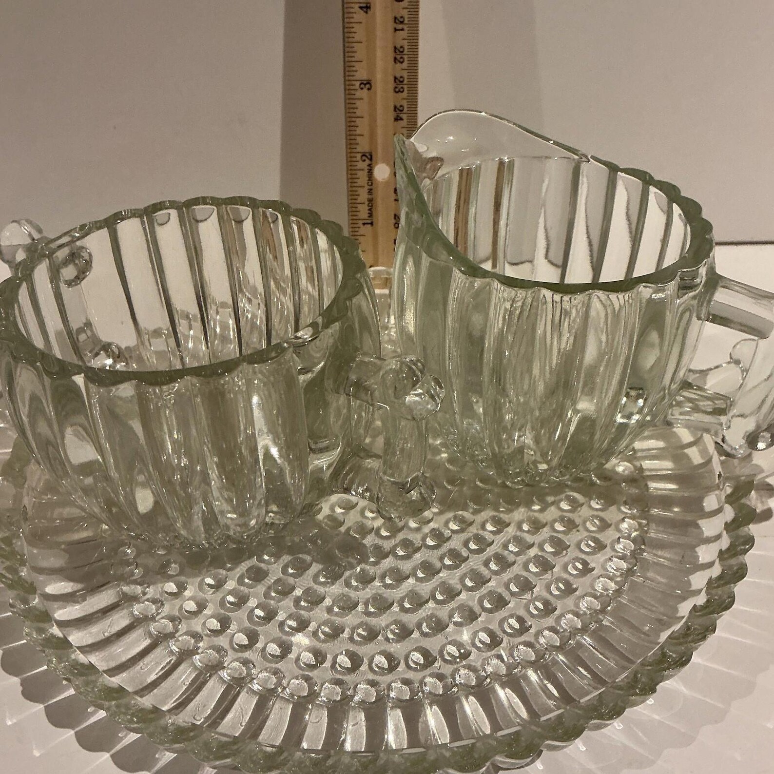 Vintage Imperial Glass Fluted Panel Sugar & Creamer Set W/ Tray ...