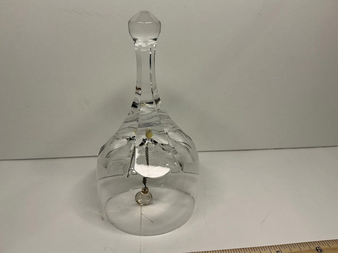 Vintage Clear Crystal Glass Bell W/internal Hanging Clapper Hand Blown ...