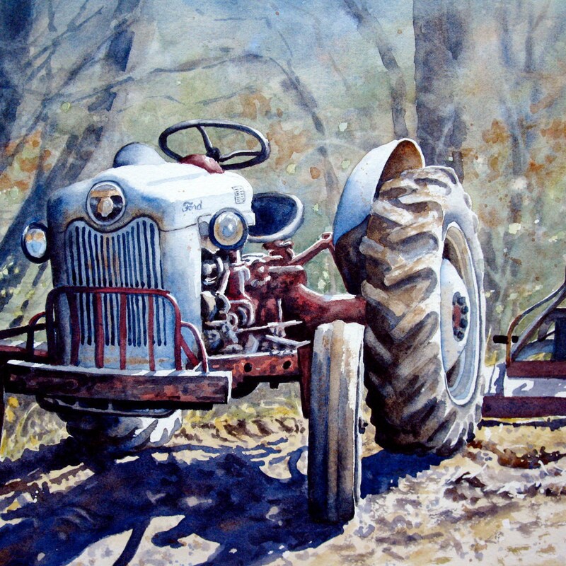 Red Tractor Painting - Etsy