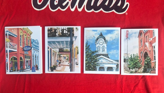 Oxford Square Notecards Blank Set of 4 | Etsy