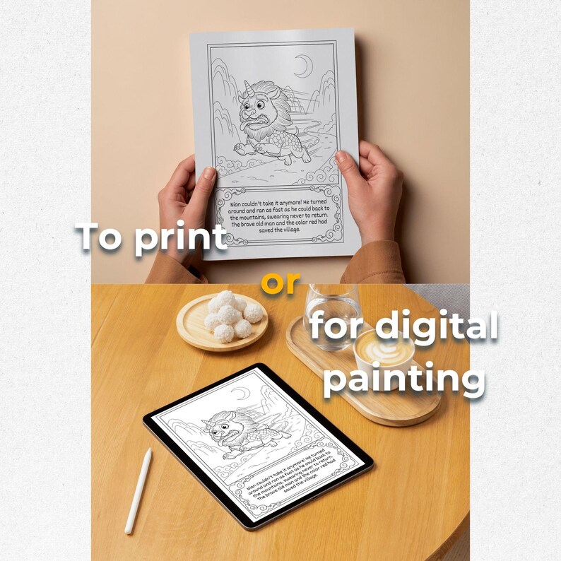 Nian Beast Coloring Book Pages: the Origin of Lunar New Year Story Tale ...