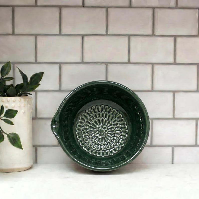 Handmade Ceramic 3-in-1 Grater Bowl | Herb Stripper, Dipping Dish - Etsy