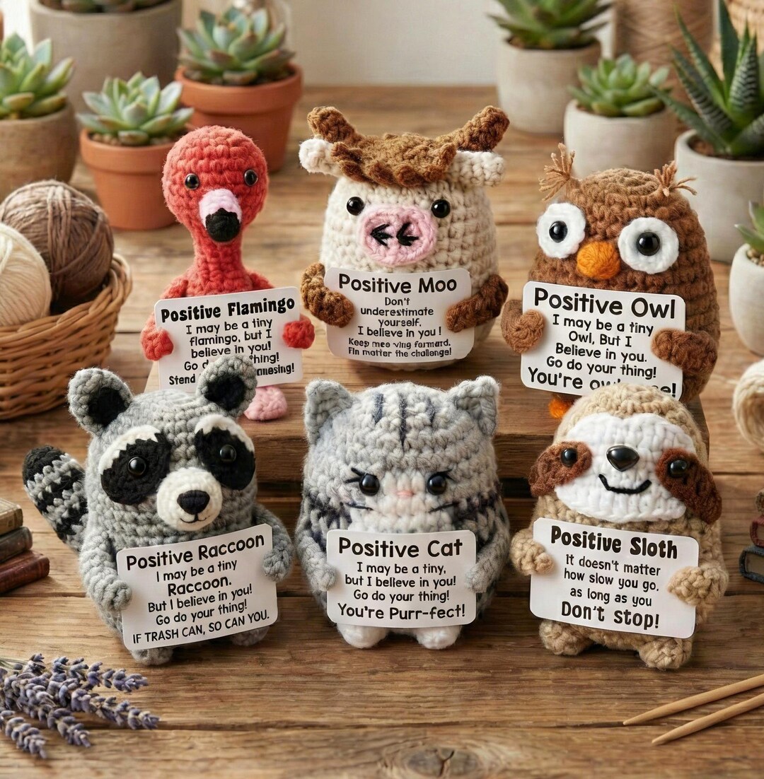 Crochet Emotional Support Animal, Funny Desk Buddy, Mental Health Gift ...