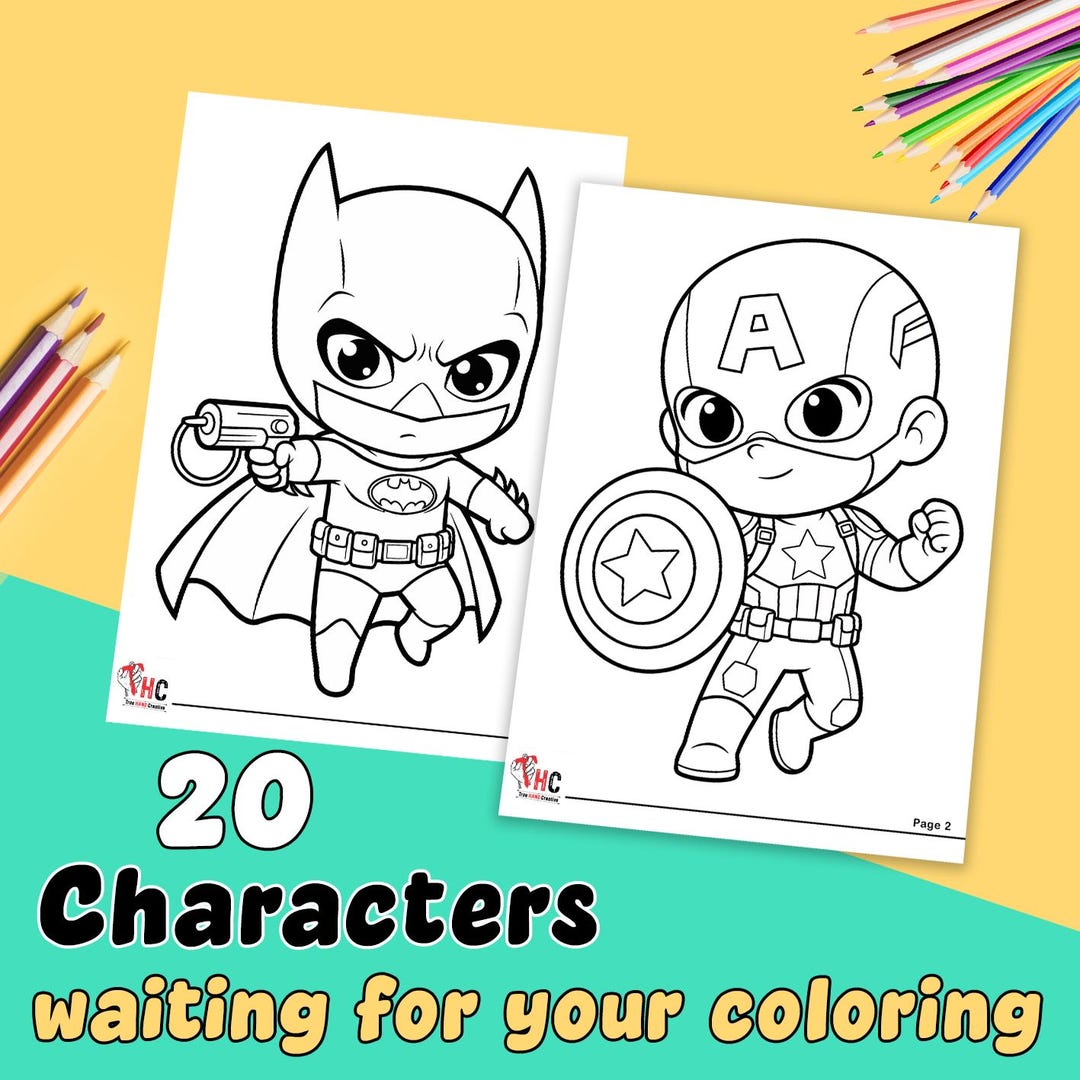 Superhero Coloring Pages for Kids – 20 Printable Action Scenes (PDF ...