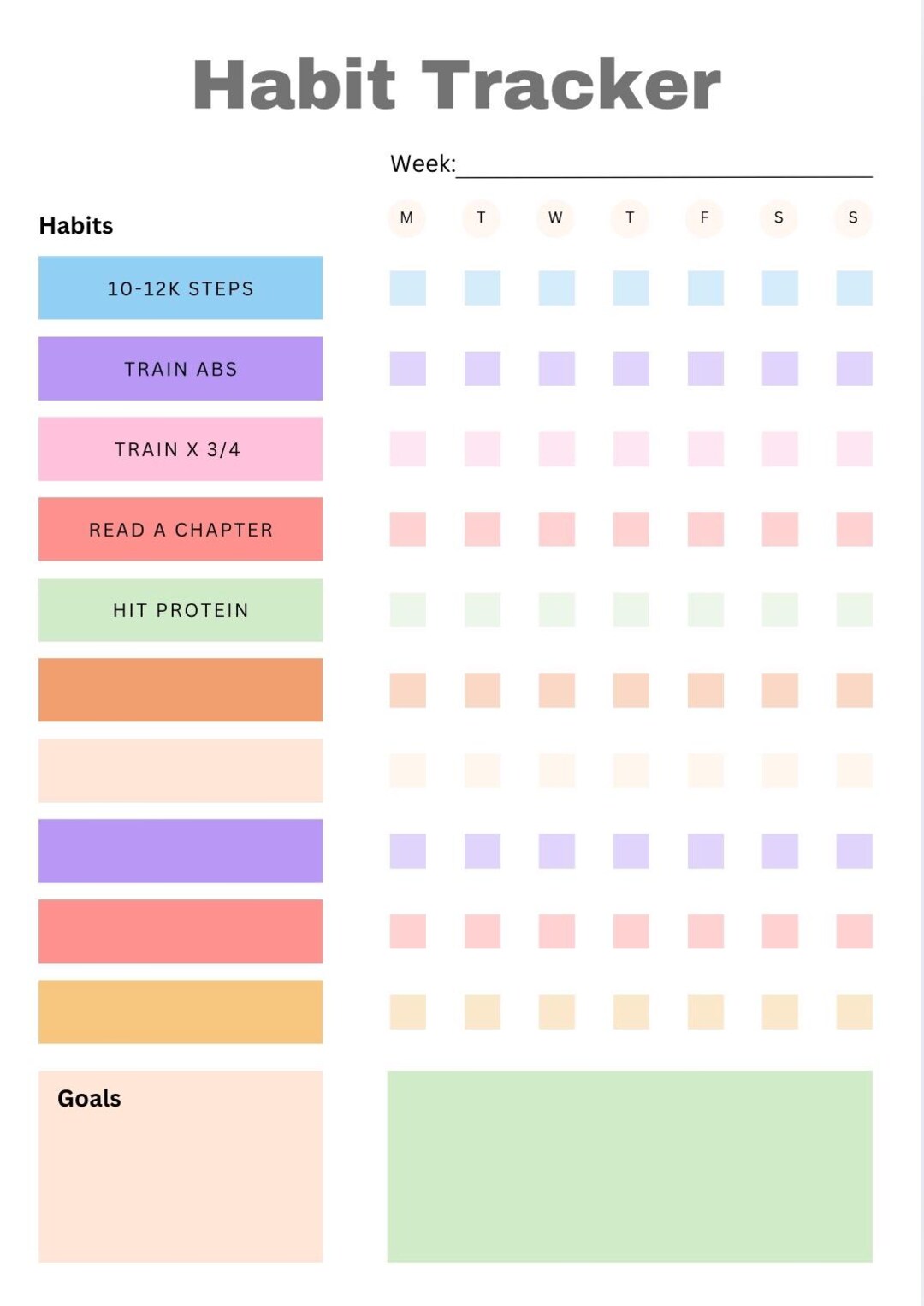 Colourful Habit Tracker Template - Etsy