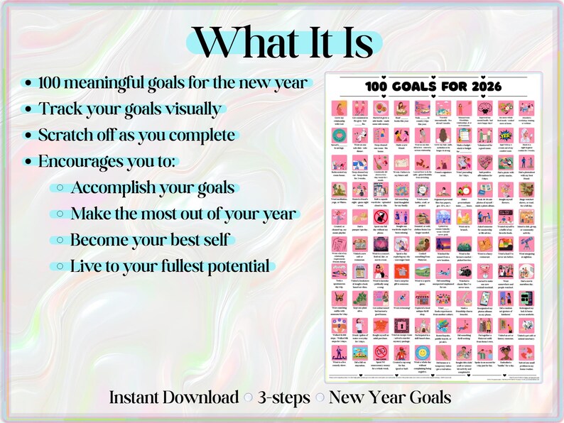 100 Goals for 2026 Scratch off Poster | Printable Goal Tracker ...