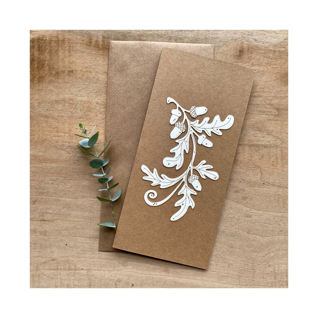 Paper Cut Cards: Oak Leaf - Etsy