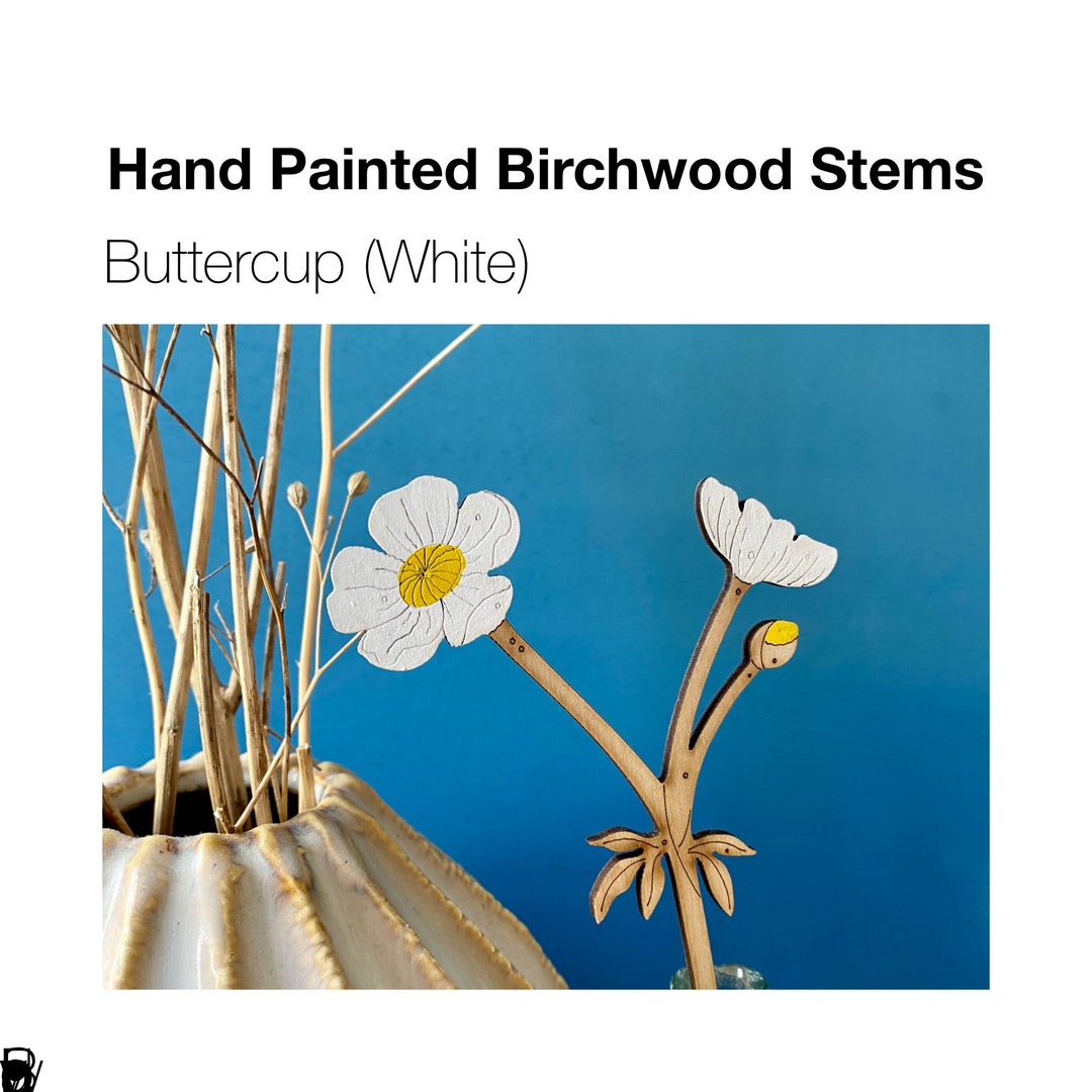 Wooden Flowers - A Hand Painted Buttercup Stem - Etsy