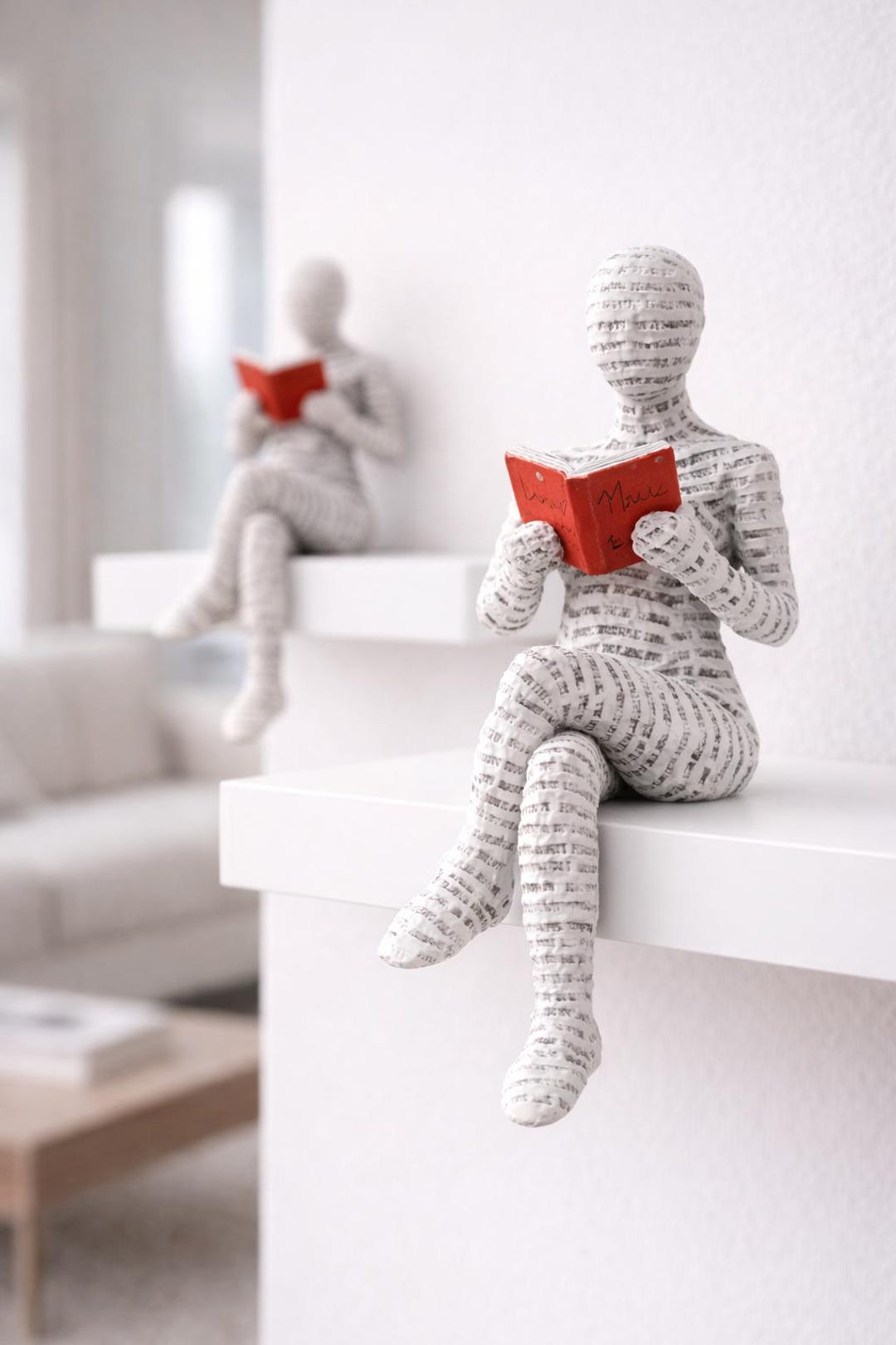 Abstract Reading Figurine, Mini Thinker Resin Statue, Book Lover Decor ...