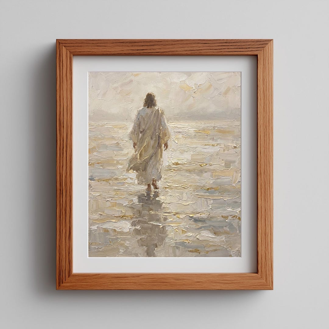 Printable Jesus Christ Walking on Water Art - Serene Spiritual Wall ...