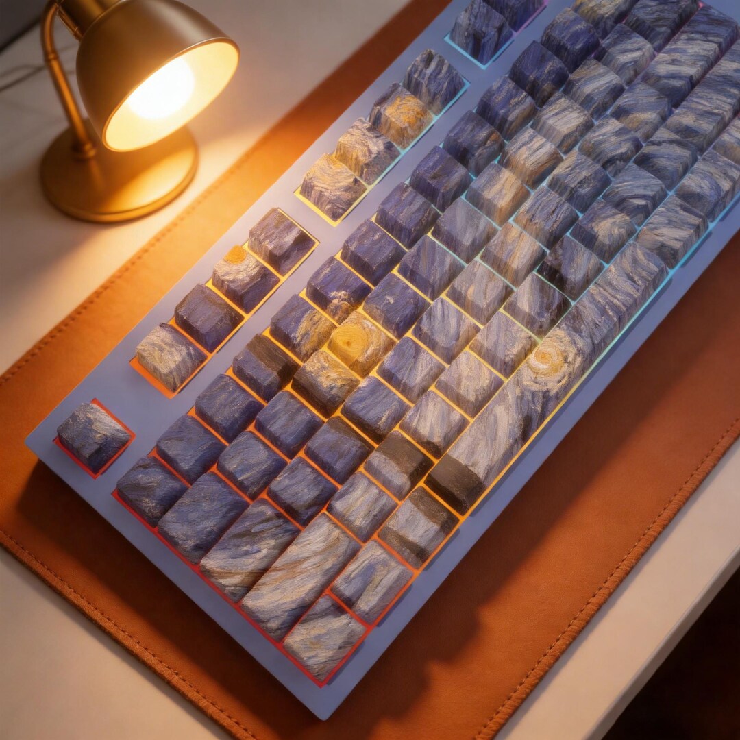 Van Gogh's Starry Sky Creative Keycaps, Cherry's Translucent Mechanical ...