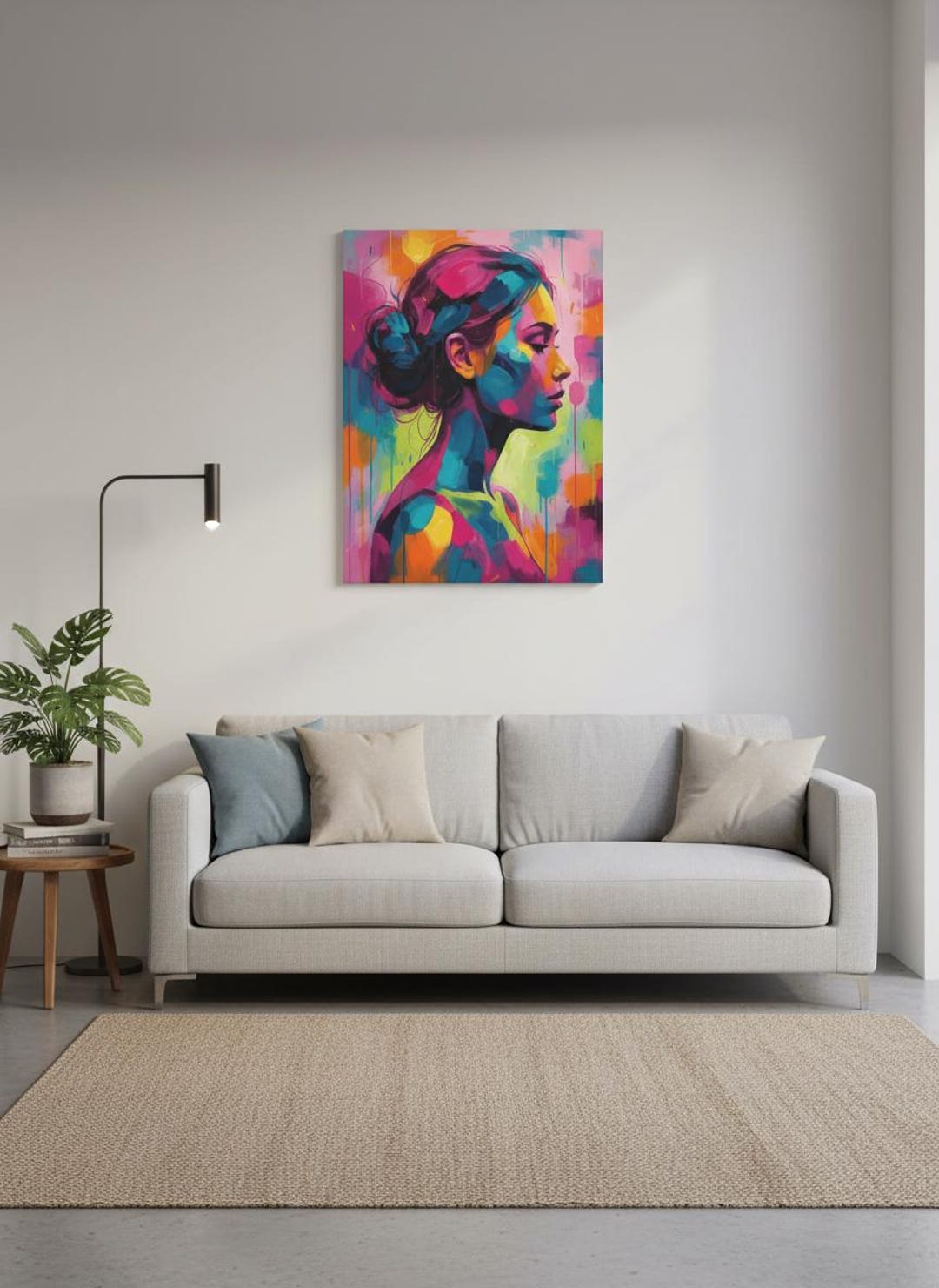 Colorful Neon Portrait Canvas - Etsy