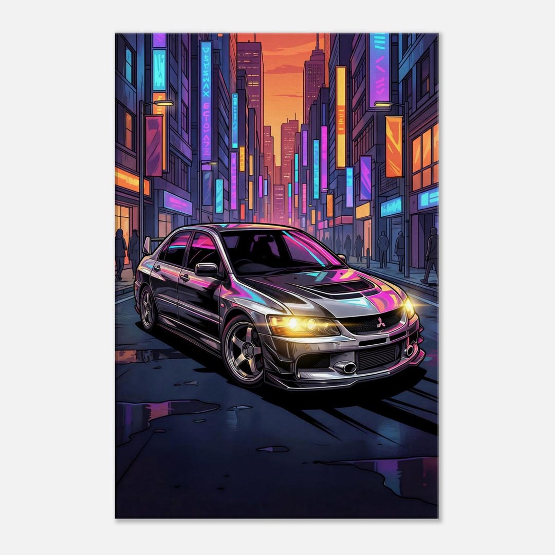 Mitsubishi Lancer Evolution IX Neo Tokyo Nights – JDM Rally Canvas Wall ...