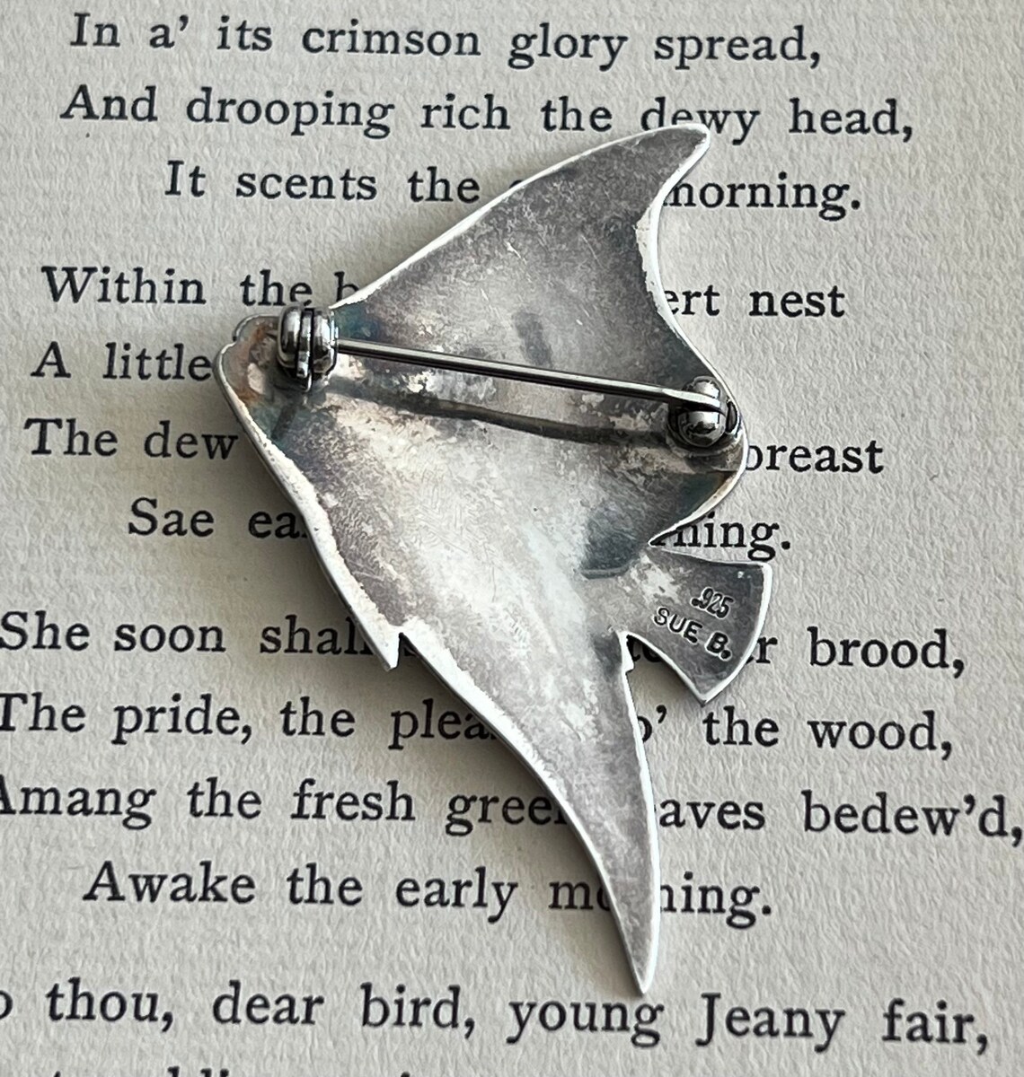 Vintage Sterling Silver Angel Fish Brooch With Small Amethyst - Etsy