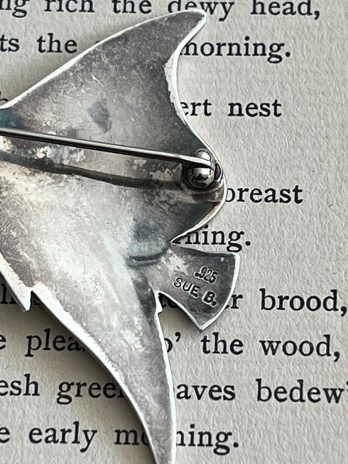 Vintage Sterling Silver Angel Fish Brooch With Small Amethyst - Etsy