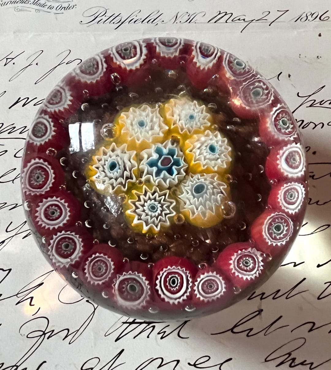 Vintage Millefori Murano Style Glass Paperweight - Etsy
