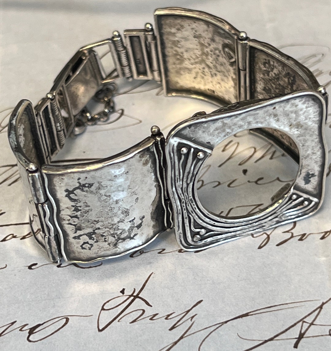 Vintage Sterling Silver Silpada Hammered Metal Square Face Watch Band ...