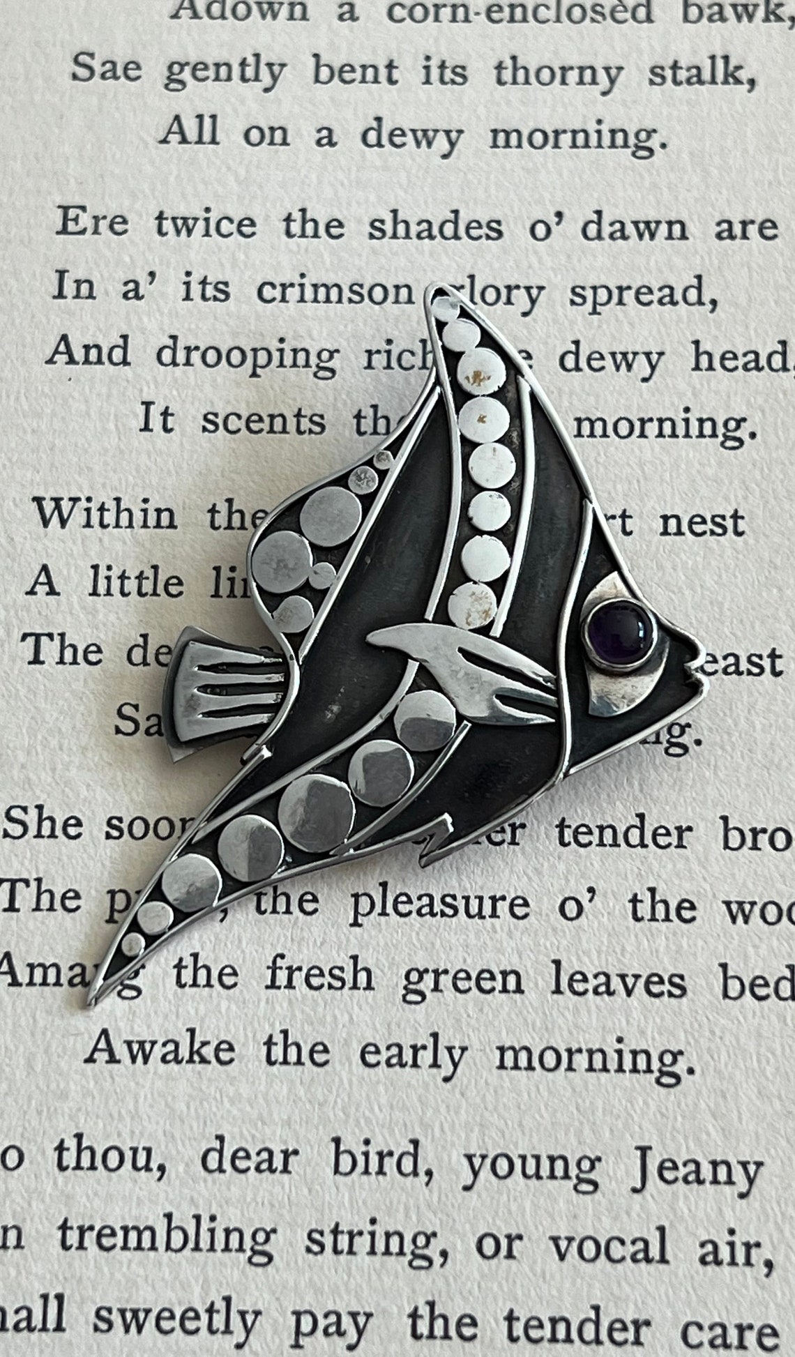 Vintage Sterling Silver Angel Fish Brooch With Small Amethyst - Etsy