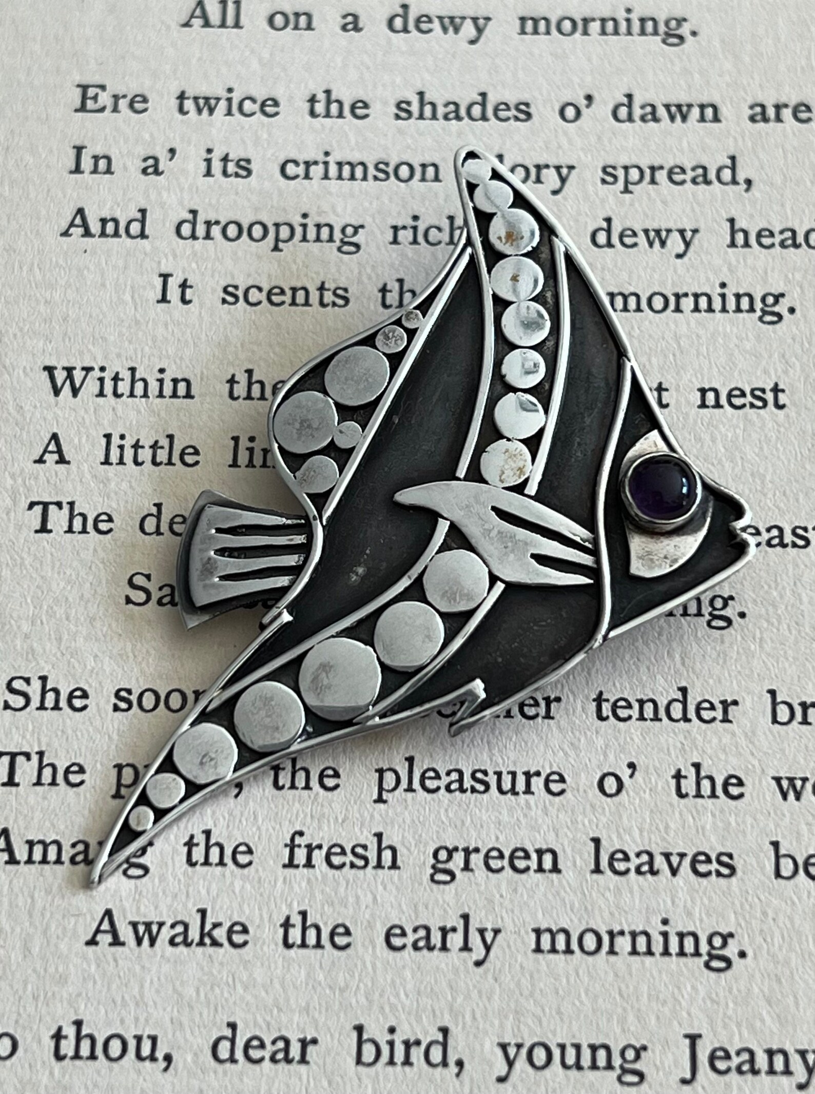 Vintage Sterling Silver Angel Fish Brooch With Small Amethyst - Etsy