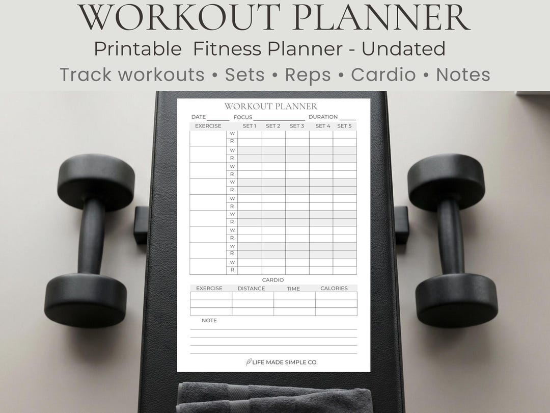 Workout Training Log Planner | Gym Exercise Routine Tracker | Strength ...