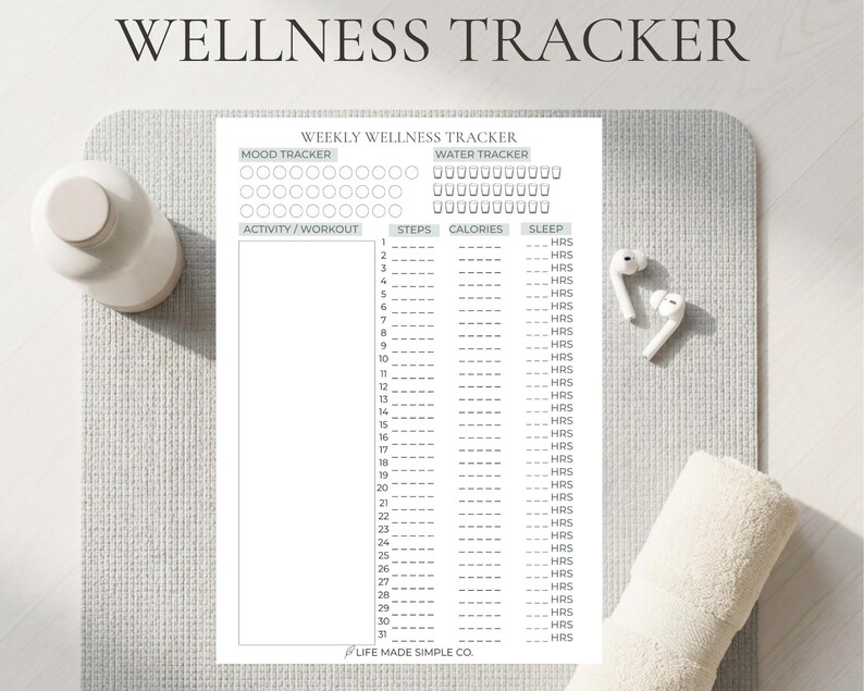 Weekly Wellness Tracker Printable | Minimal Health Habit Planner (A4 ...