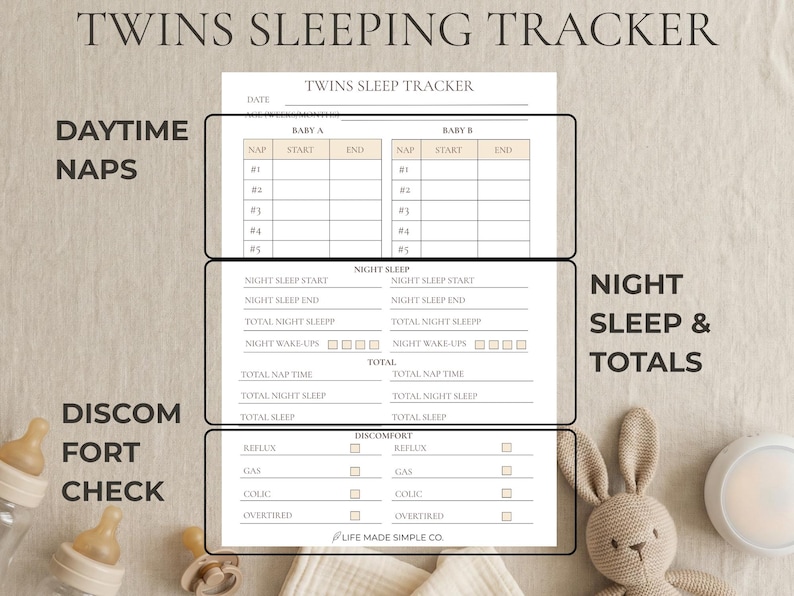 Twin Sleep Schedule Tracker | Infant Nap Rhythm Chart | Sibling Slumber ...