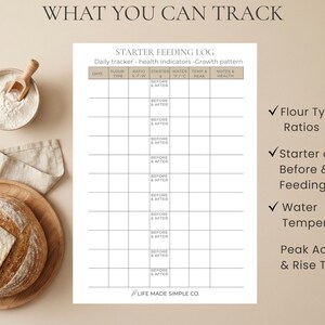 Sourdough Starter Feeding Log, Baking Tracker (printable PDF) - Etsy