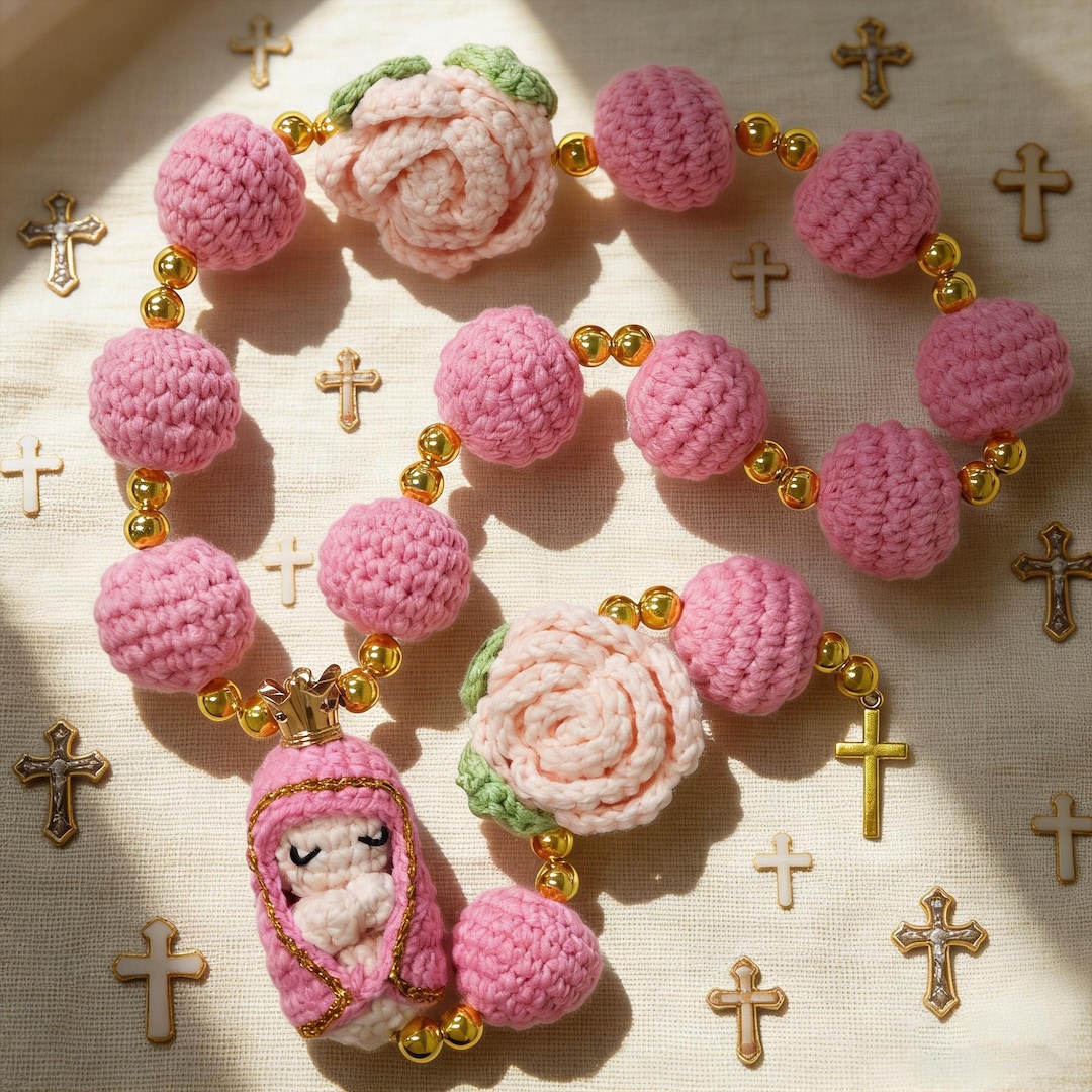 Crochet Virgin Mary Rosary - Catholic Birthday Gift, Baptism Gift ...