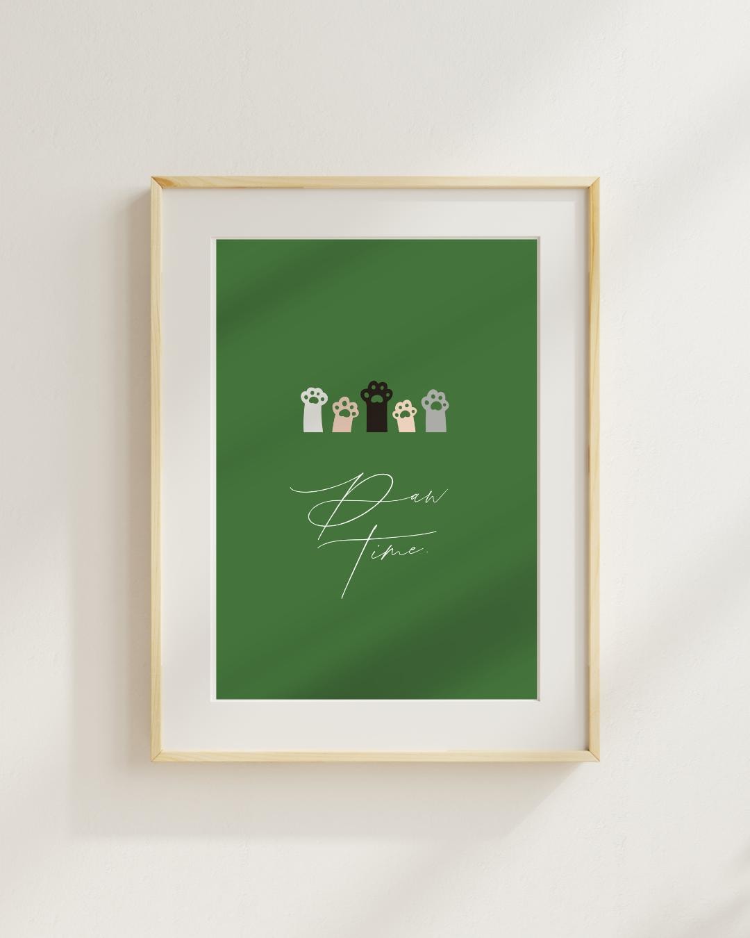 Cat Paw Print Digital Download Minimalist Green Wall Decor Modern ...