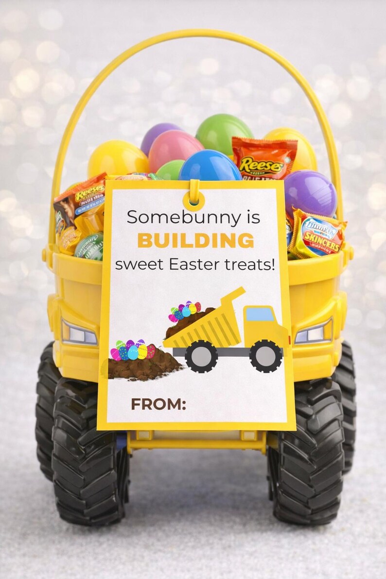 Construction Easter Gift Tag Bundle Printable Construction Easter Tags ...