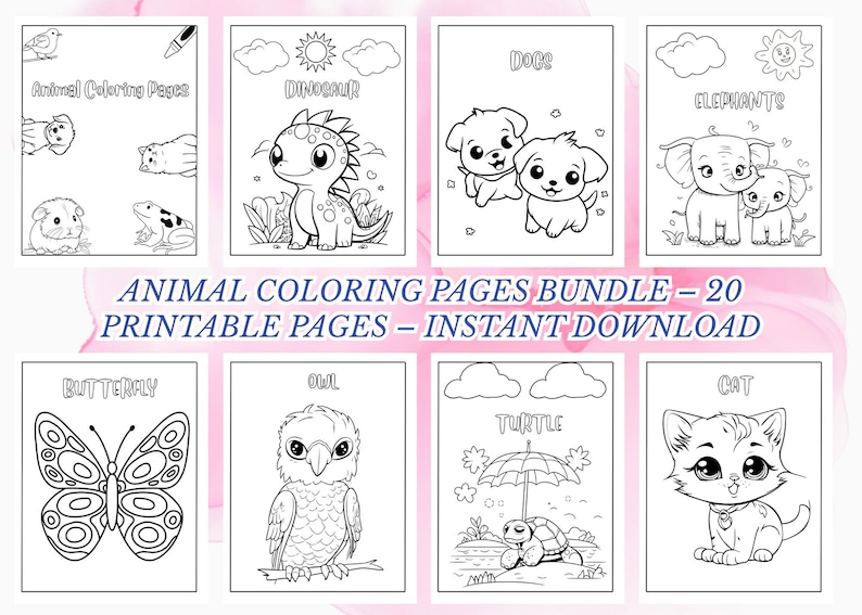 Animal Coloring Pages for Kids – Printable Instant Download - Etsy