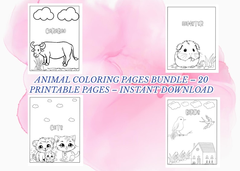 Animal Coloring Pages for Kids – Printable Instant Download - Etsy