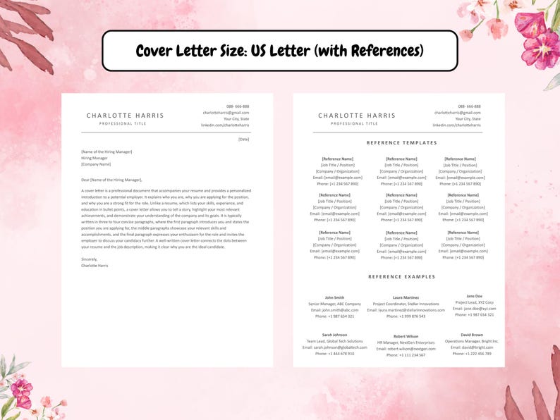 ATS Resume Template With Cover Letter, Word & Google Docs, 1–2 Page ...