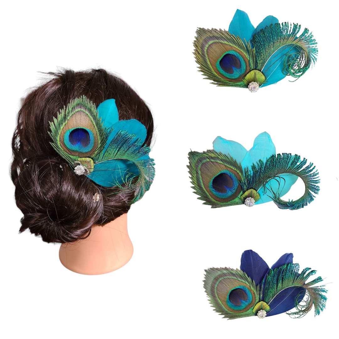 Peacock Feather Hair Clip, Customizable Peacock Hair Accessory, Exotic ...
