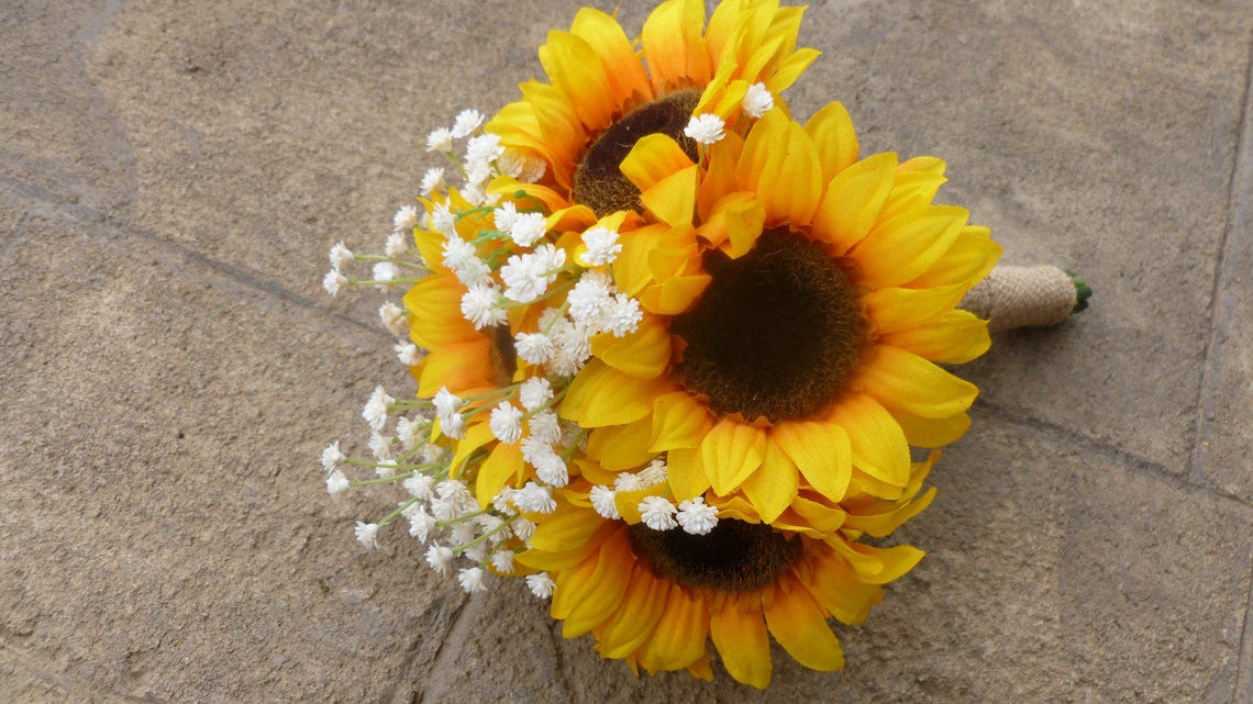 Sunflower Bouquet With Baby's Breath Artificial Flower - Etsy