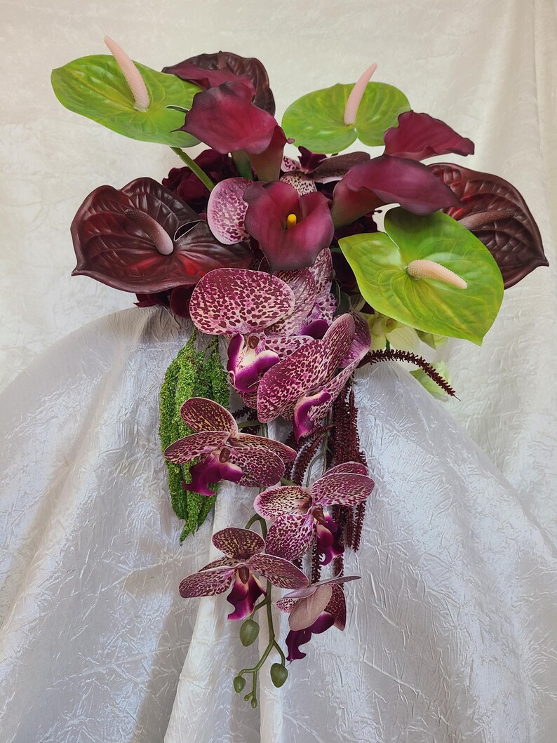 Plum, Burgundy, Modern Bridal Bouquet, Calla Lily, Amaranthus ...