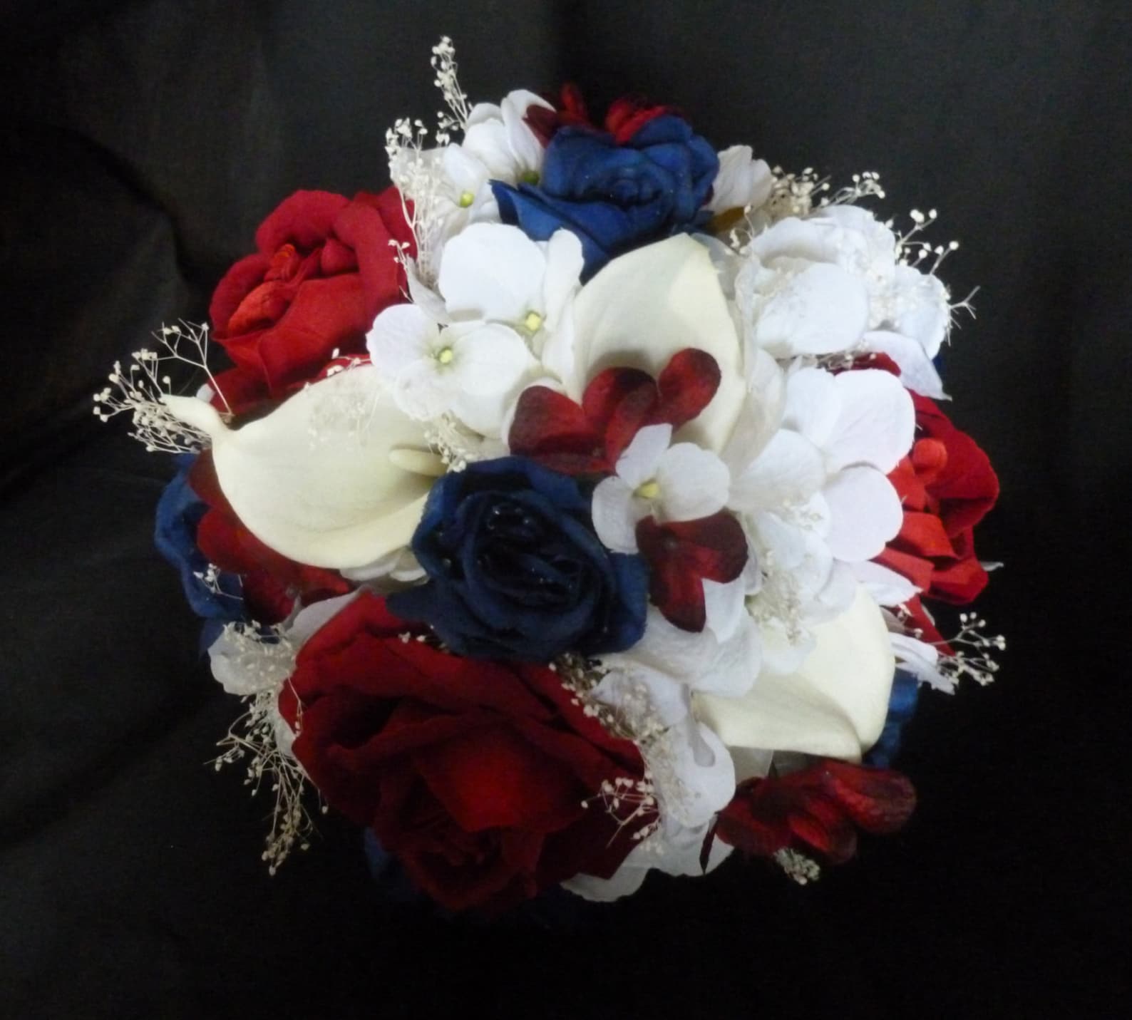 Red, Blue, White Bridal Bouqeut, American Flag Bouquet, Red, Blue Rose ...