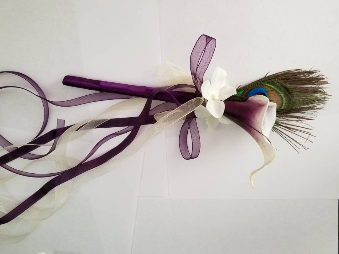 Flower Girl Wand, Plum and Ivory, White, Wand, Calla Lily Wand With ...