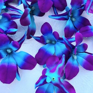 Fuchsia and Turquoise Galaxy Orchid BLOOMS, Heads, Silk, Artificial ...