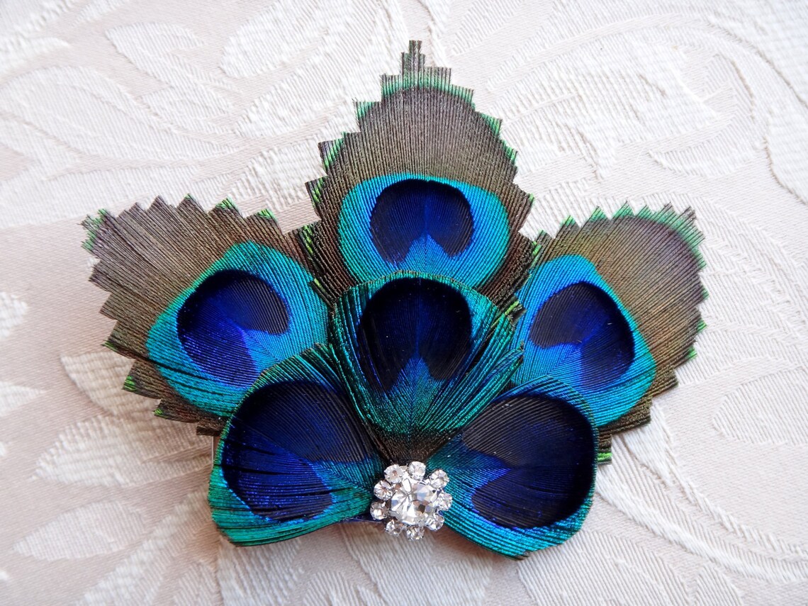 Bridesmaid Peacock Feather Hair Clip, Comb, Rhinestone, Hair Fascinator ...