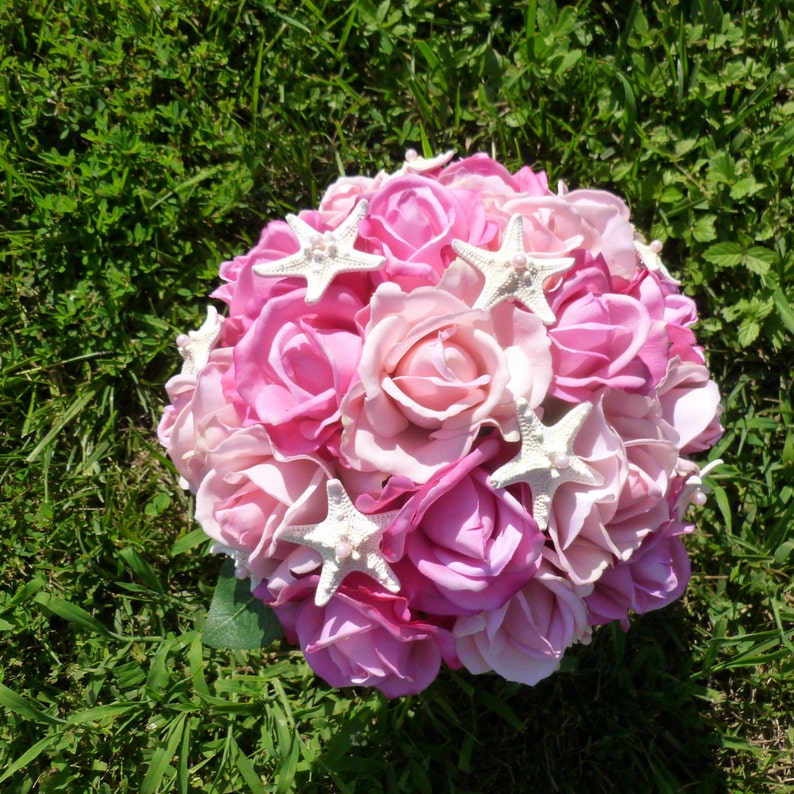 Real touch hot pink light pink rose bouquet true touch | Etsy