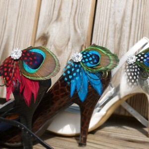 Peacock Feather Shoe Clips, Customizable - Etsy